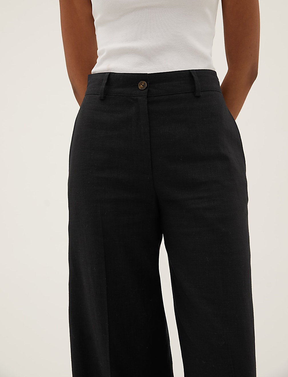 Buy Linen Blend Wide Leg Trousers at Marks & Spencer