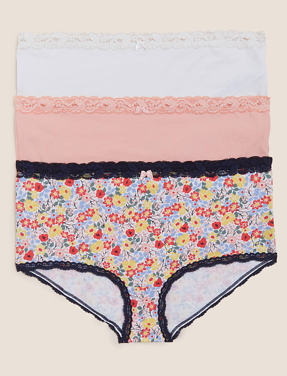 Buy 3pk Cotton Rich High Rise Knicker Shorts at Marks & Spencer