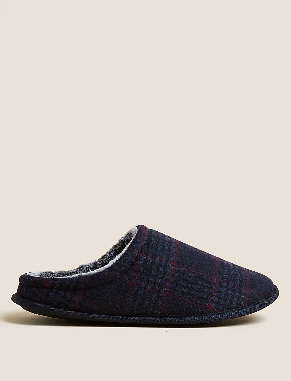 Buy Fleece Lined Checked Mule Slippers at Marks & Spencer