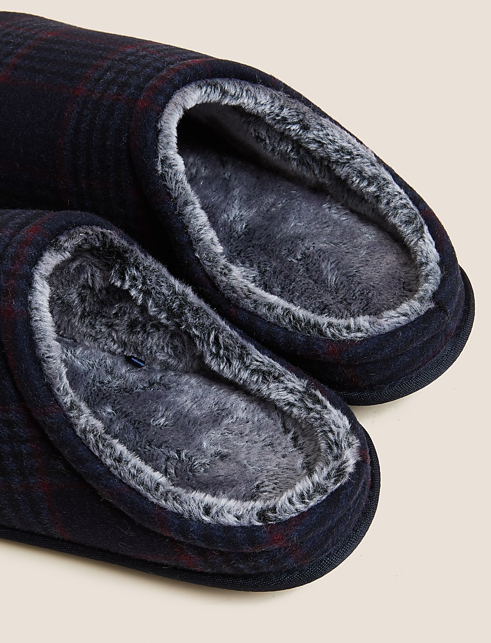 Buy Fleece Lined Checked Mule Slippers at Marks & Spencer