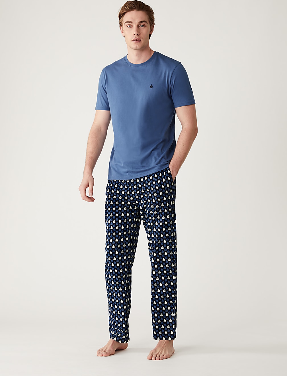 Buy Pure Cotton Boat Print Pyjama Set at Marks & Spencer