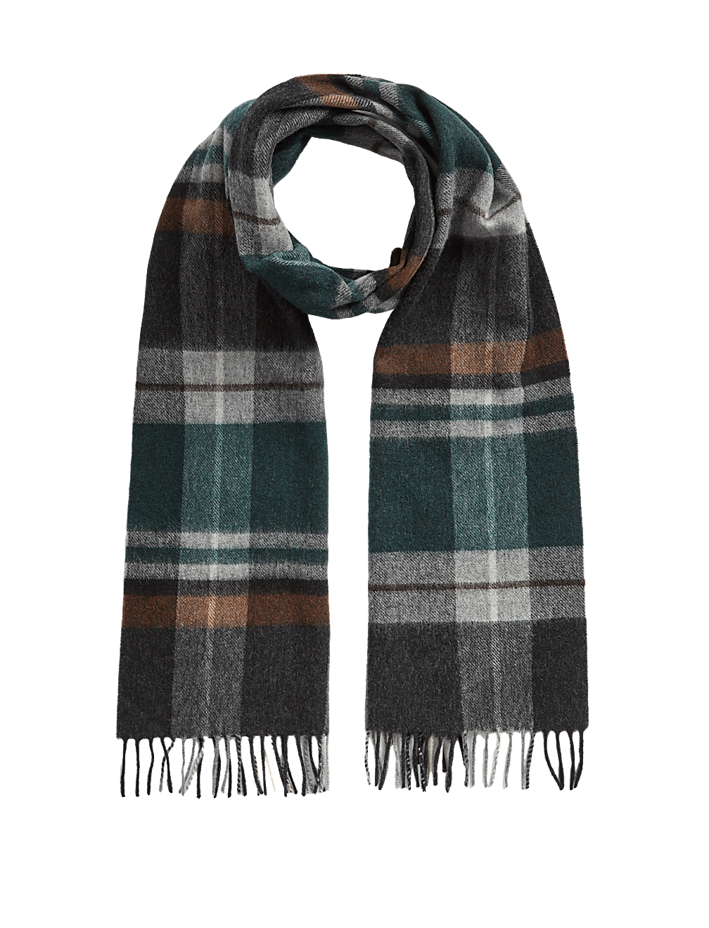 Buy Merino Wool Checked Scarf at Marks & Spencer