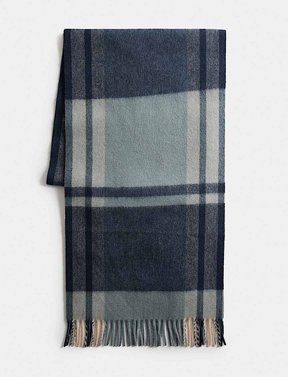 Buy Merino Wool Checked Scarf at Marks & Spencer