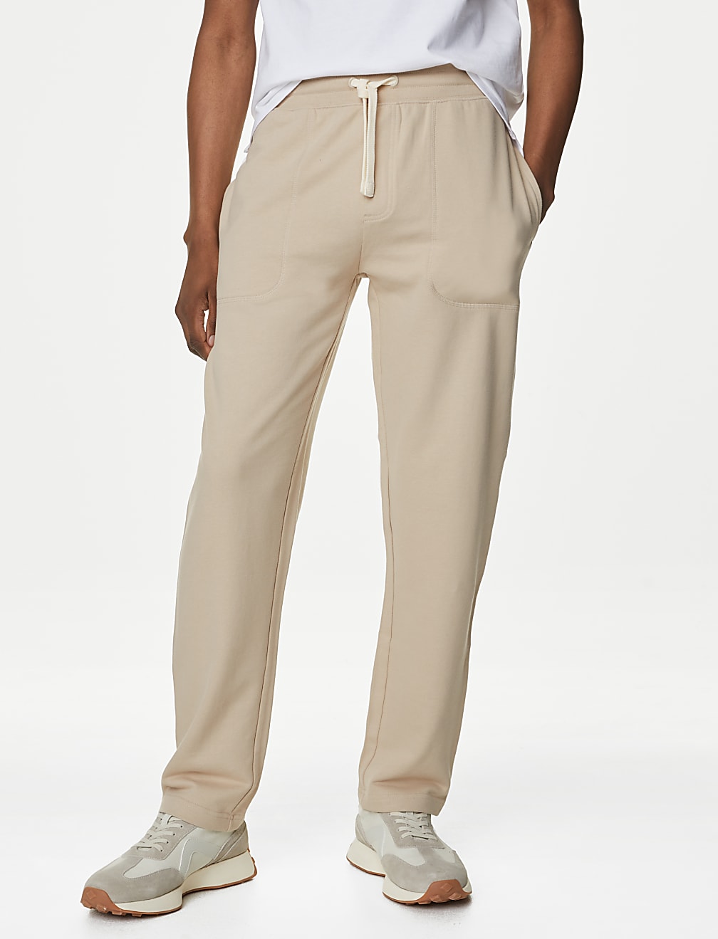 Drawstring Pure Cotton Straight Leg Joggers
