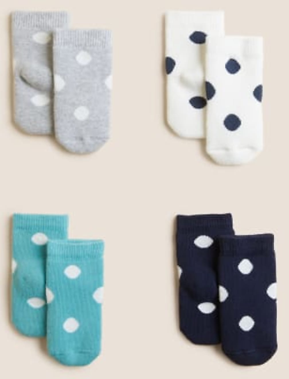 Buy 4pk Cotton Rich Spotty Baby Socks at Marks & Spencer