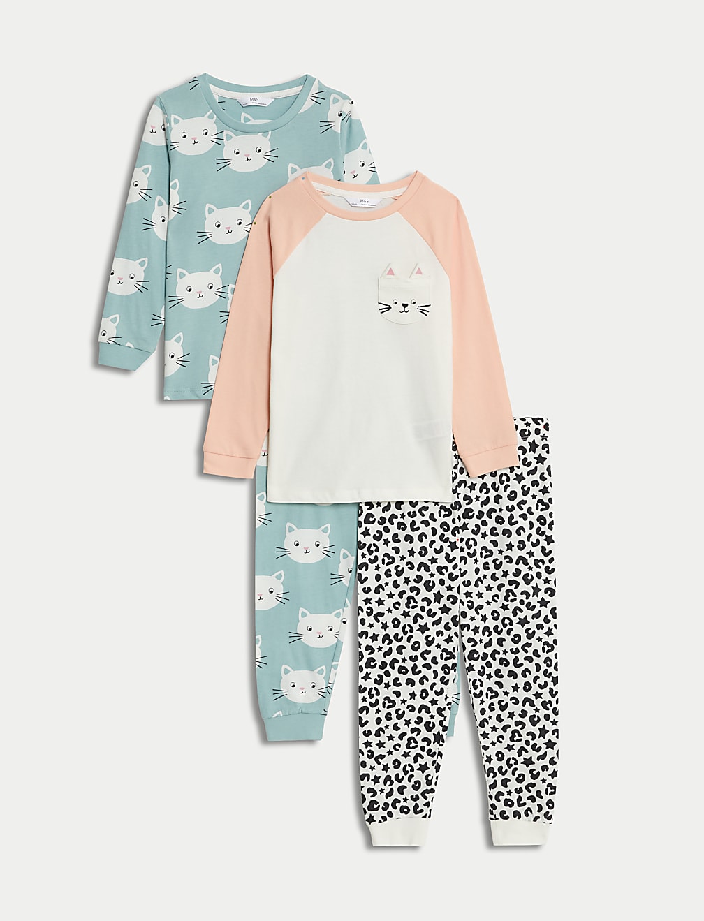 Buy 2pk Pure Cotton Cat Pyjama Sets (1-8 Yrs) at Marks & Spencer