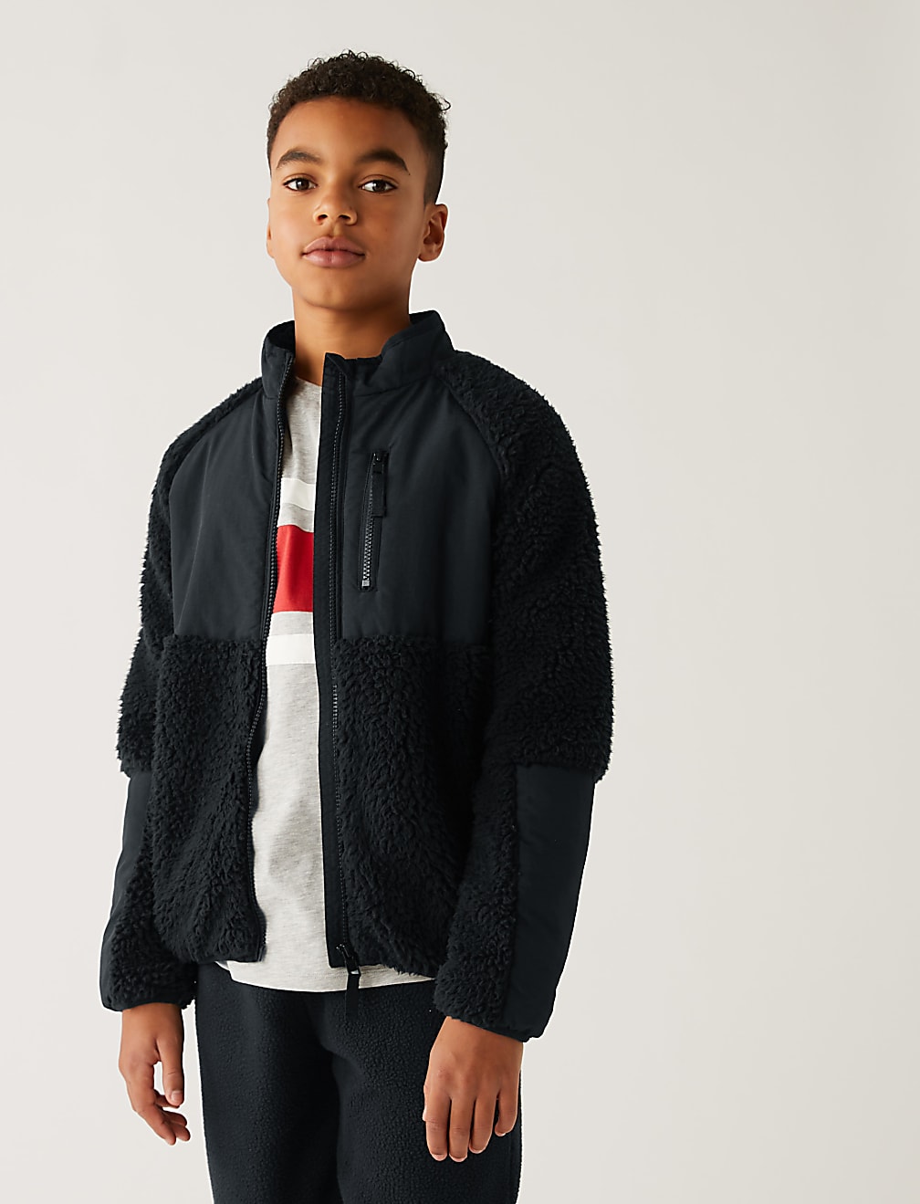 Buy Borg Zip Up Jacket at Marks & Spencer
