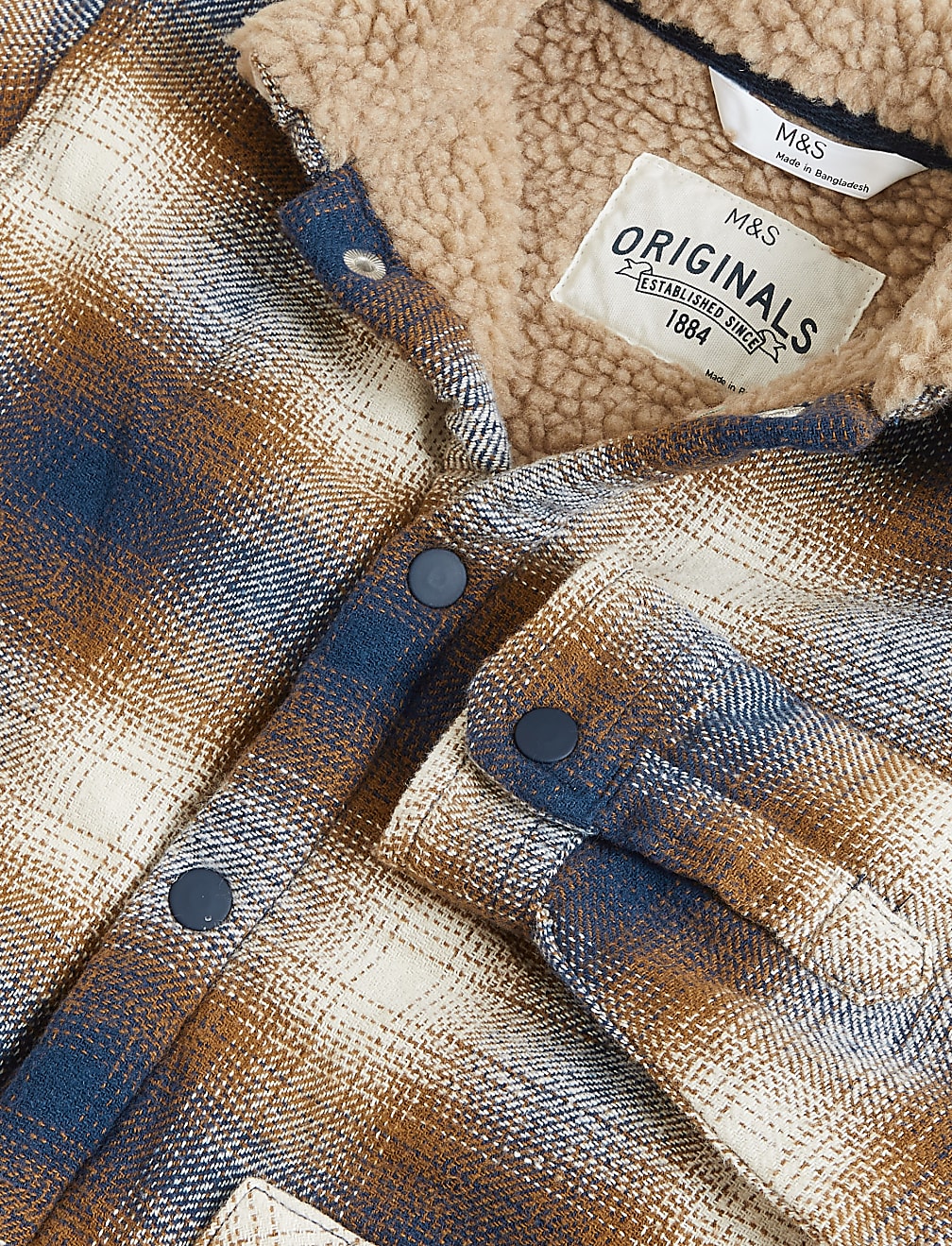 Buy Cotton Rich Checked Shacket at Marks & Spencer