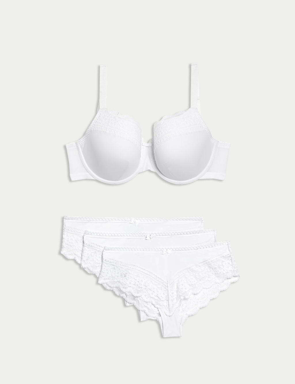Lace Trim Wired Full Cup Bra Set F+ | M&S