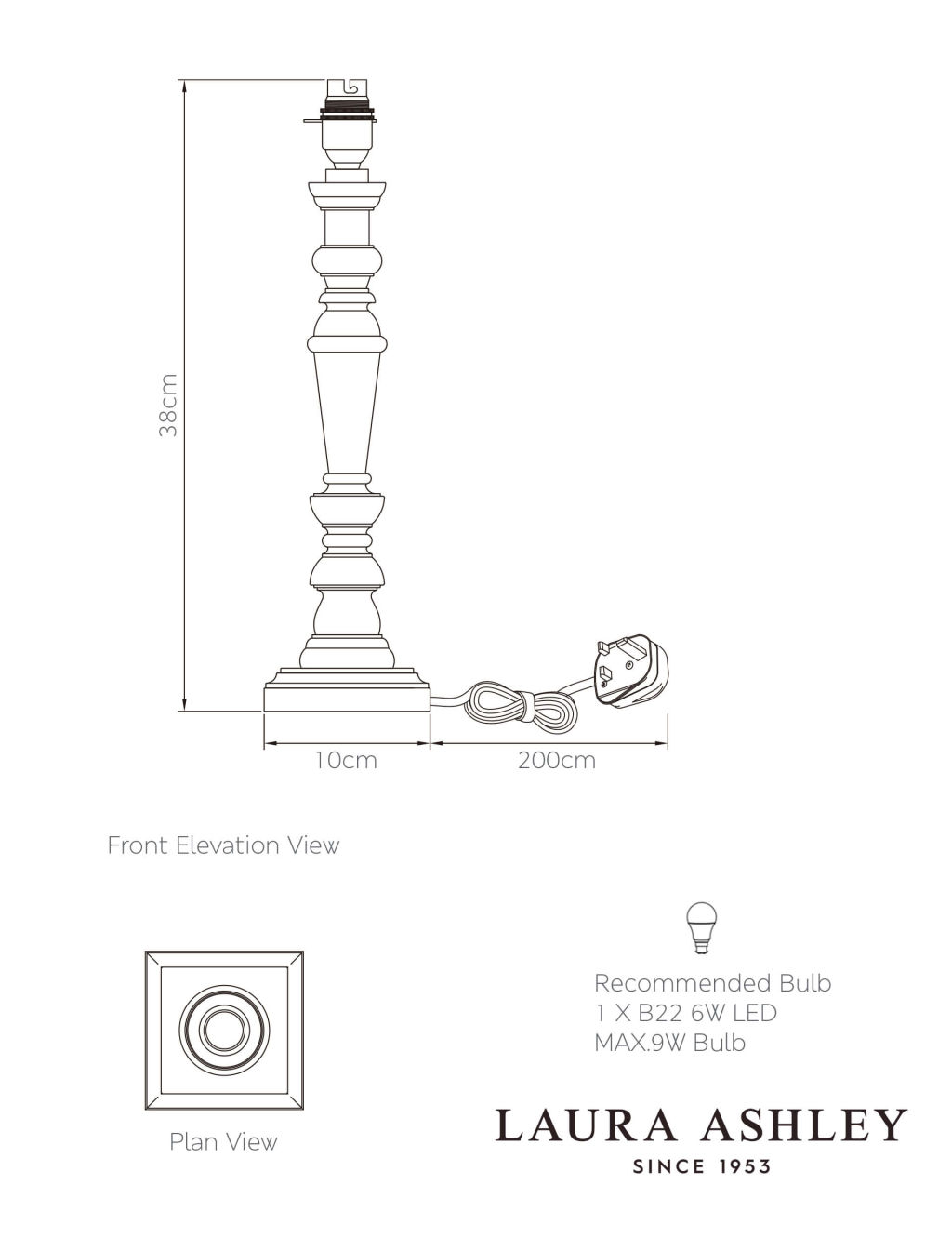 Tate Wooden Table Lamp Base | Laura Ashley | M&S