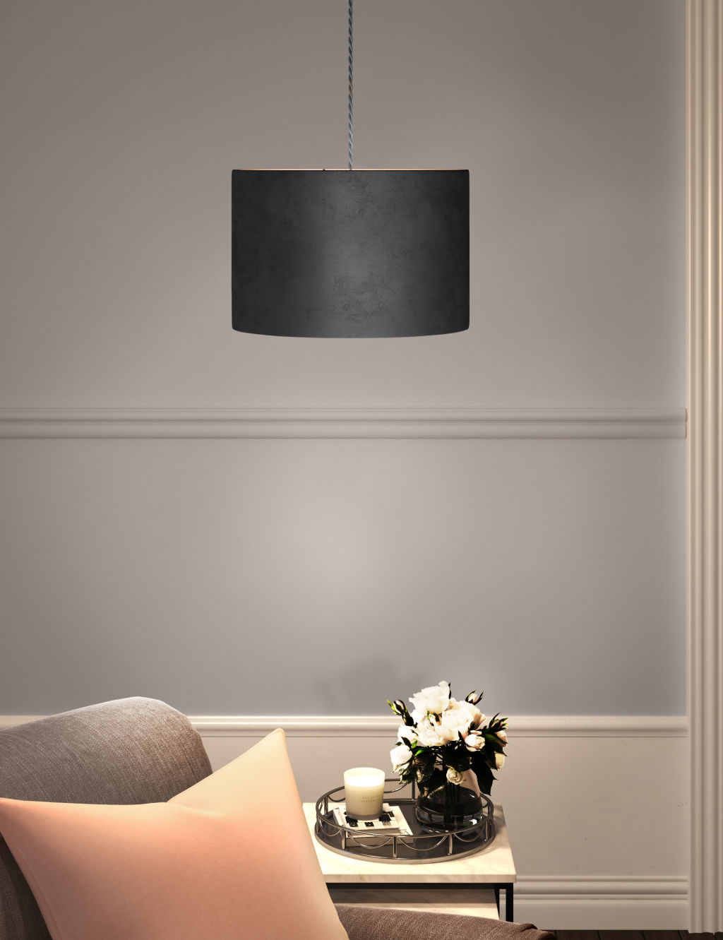 Velvet Oversized Ceiling Lamp Shade | M&S Collection | M&S