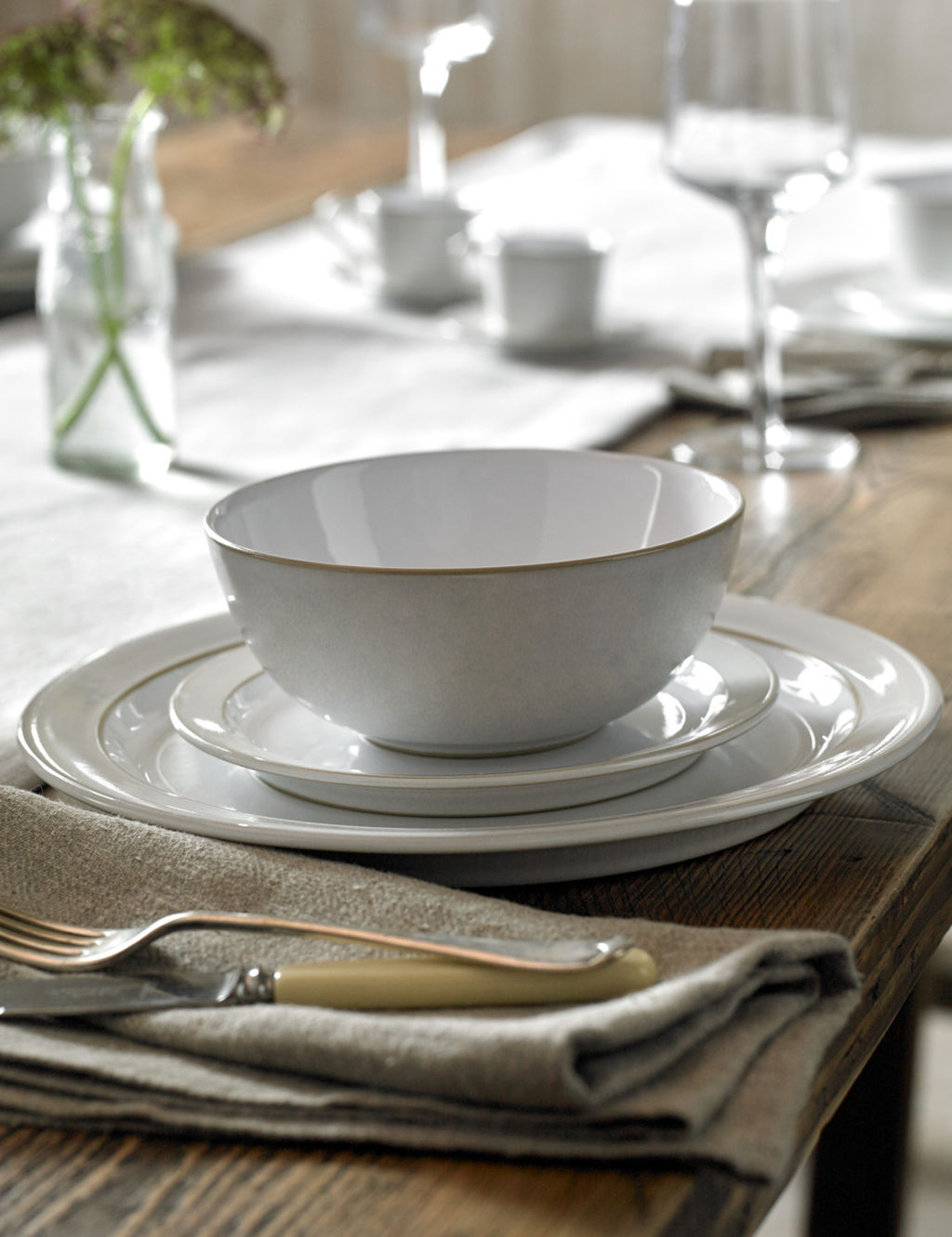 12 Piece Natural Canvas Dinner Set | Denby | M&S