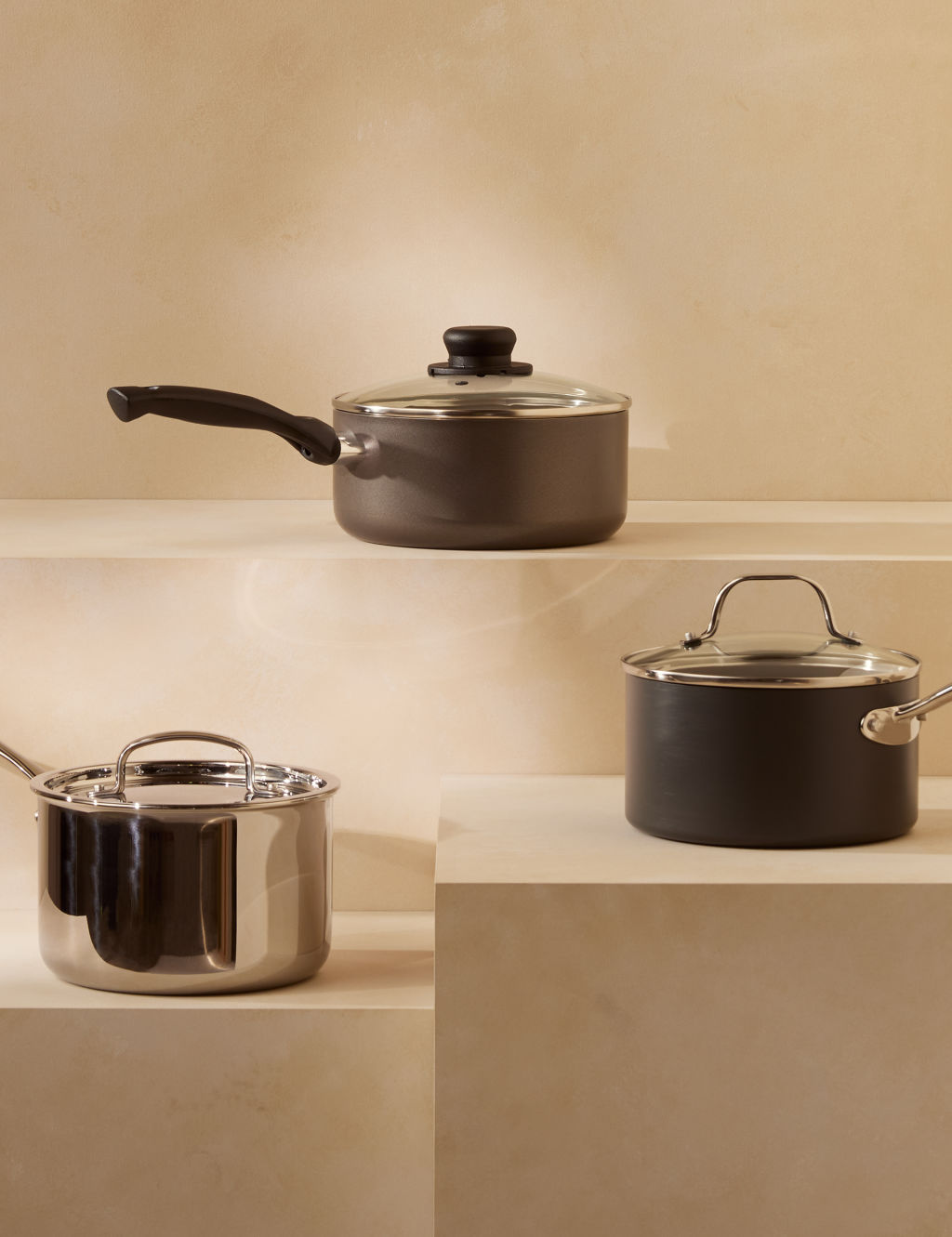 3 Piece Hard Anodised Pan Set | M&S chef | M&S