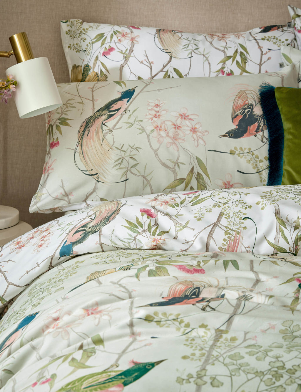 Pure Cotton Sateen Clavering Birds Bedding Set | Graham & Brown | M&S