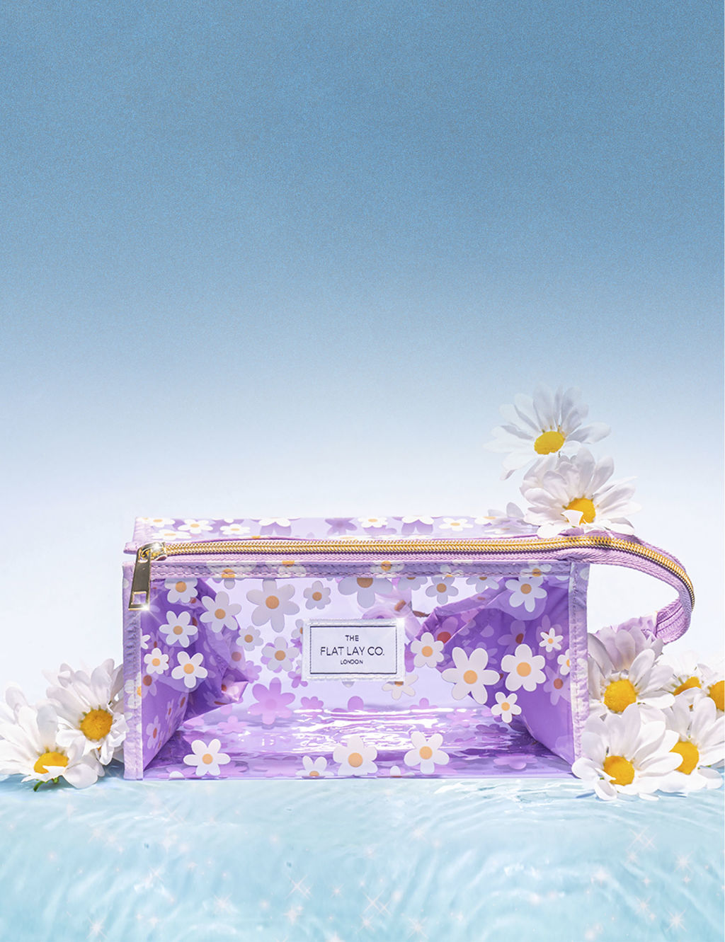 The Flat Lay Co. Makeup Jelly Box Bag in Lilac Daisy | Flat Lay Co | M&S