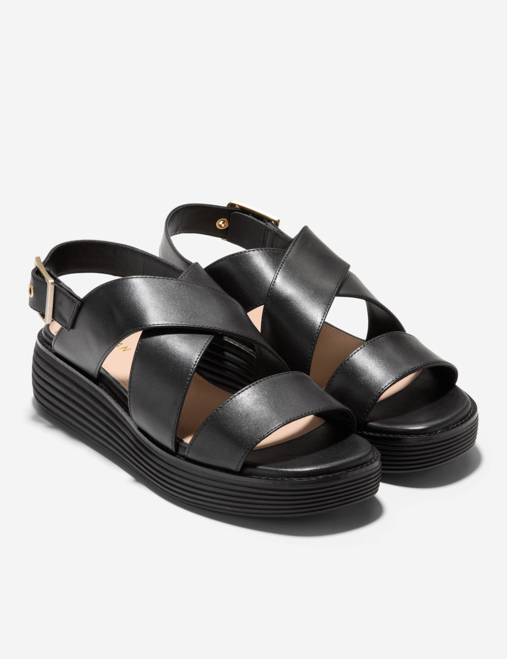 Leather Buckle Crossover Flatform Sandals | Cole Haan | M&S