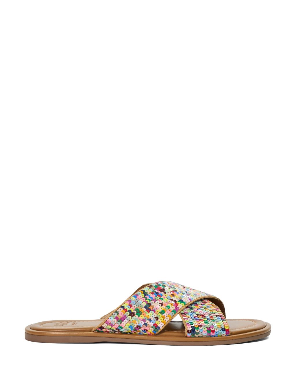 Sequin Crossover Flat Sliders | Dune London | M&S