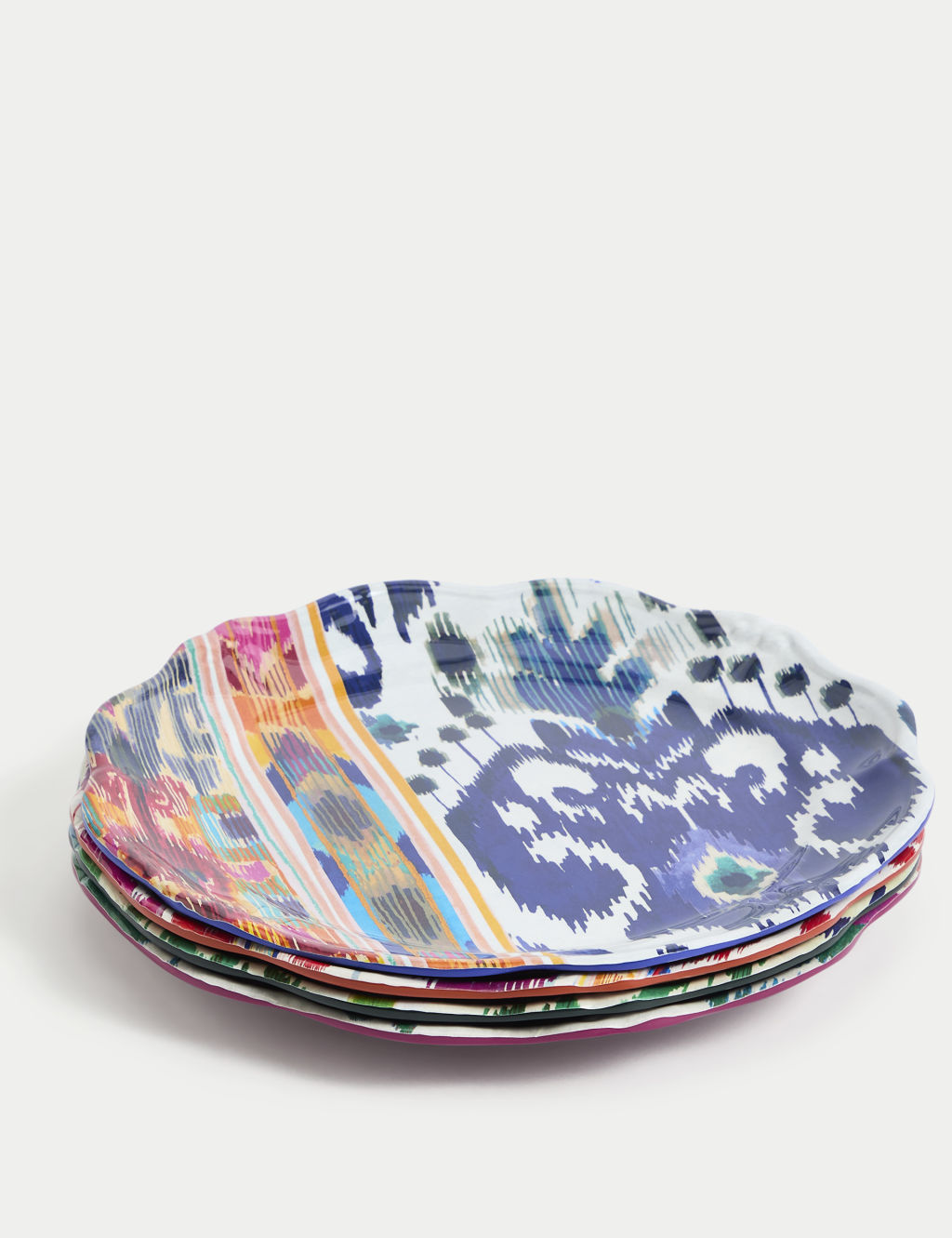 Set of 4 Ikat Brights Picnic Dinner Plates | M&S Collection | M&S