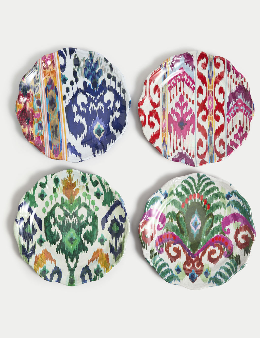 Set of 4 Ikat Brights Picnic Dinner Plates | M&S Collection | M&S