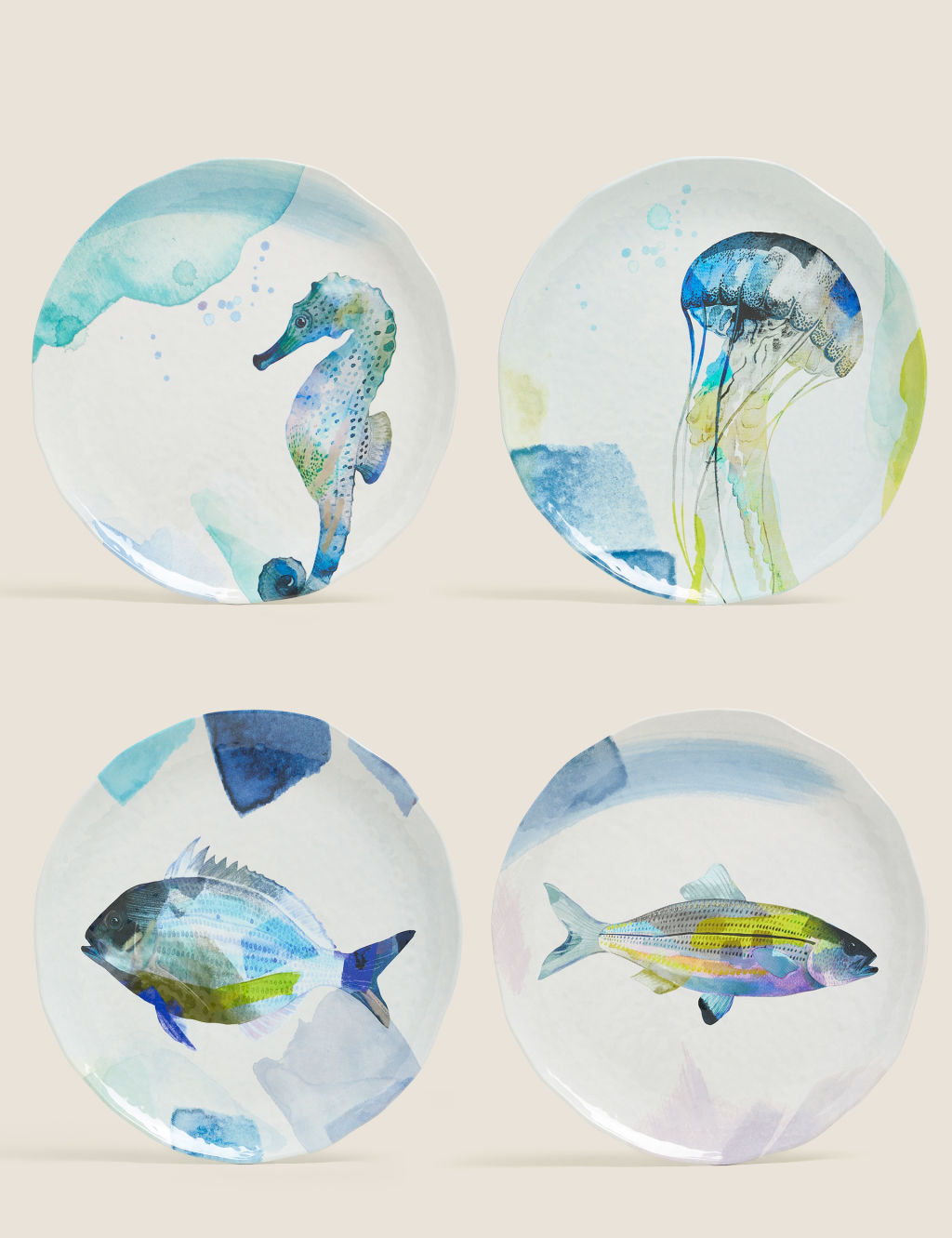 Set of 4 Nautical Dinner Plates | M&S