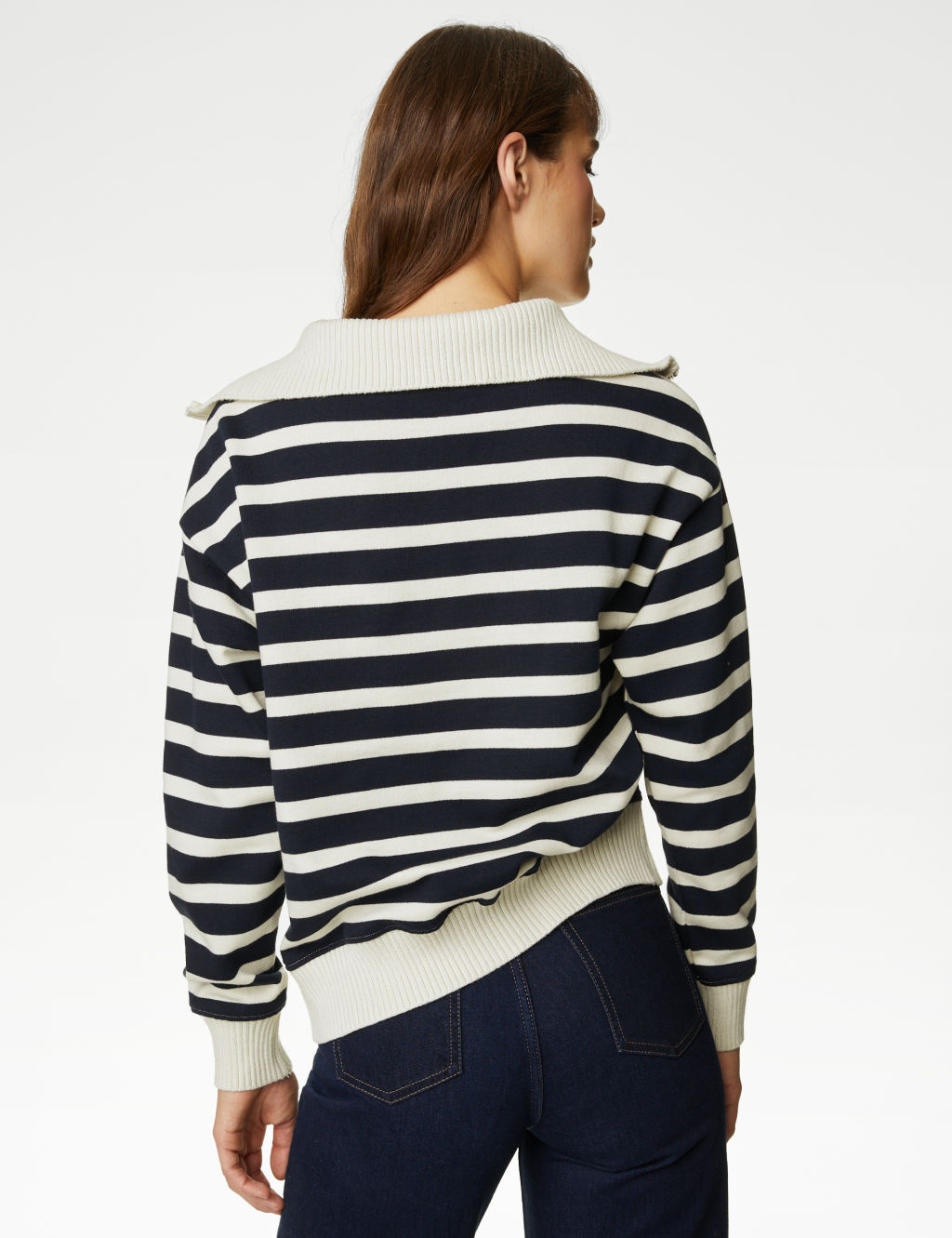 Cotton Rich Striped Half Zip Sweatshirt | M&S Collection | M&S