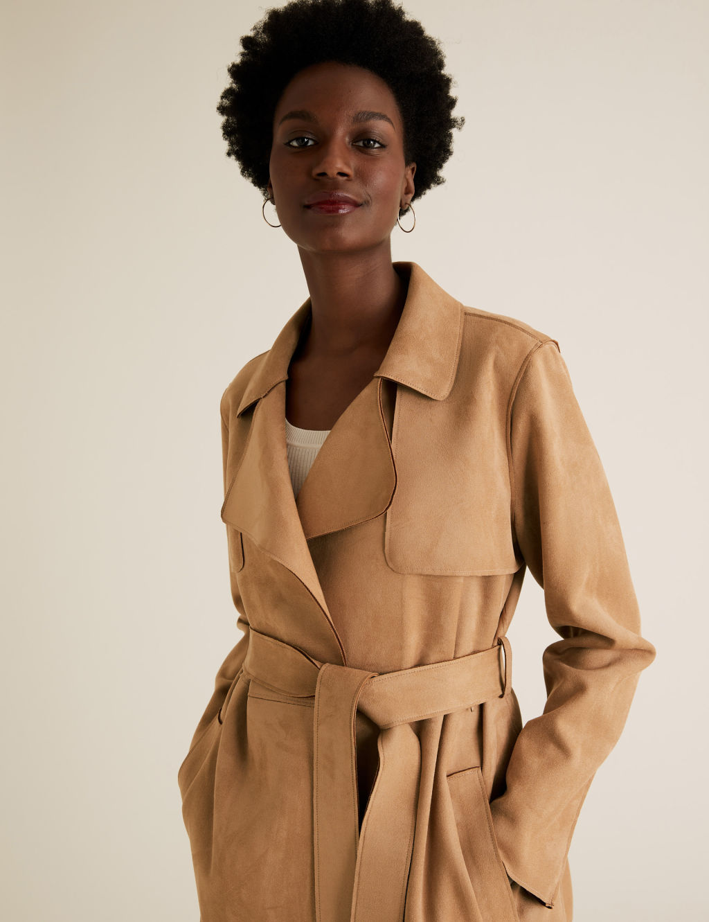 Faux Suede Belted Shacket | M&S Collection | M&S IE