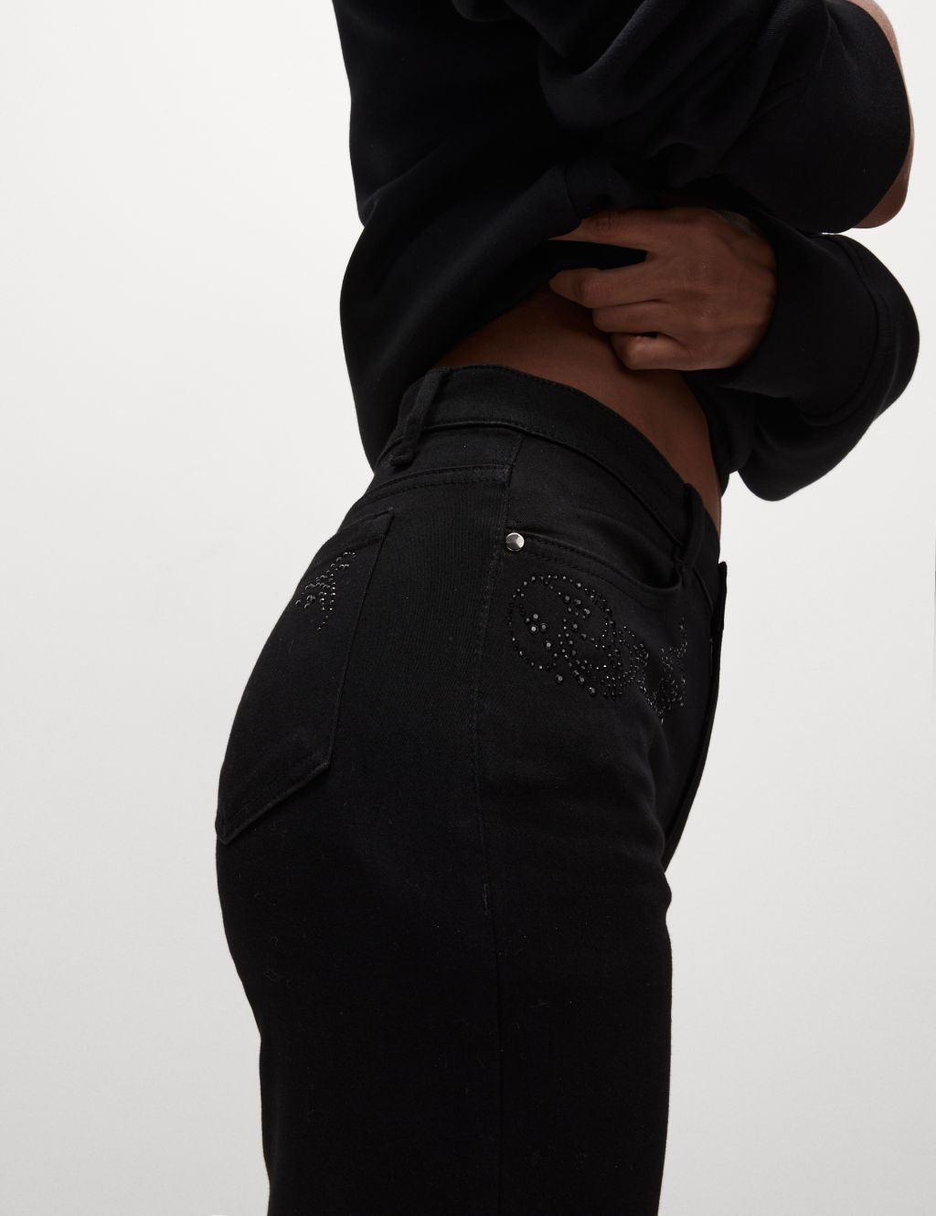 High Waisted Embellished Straight Leg Jeans | M&S Collection | M&S