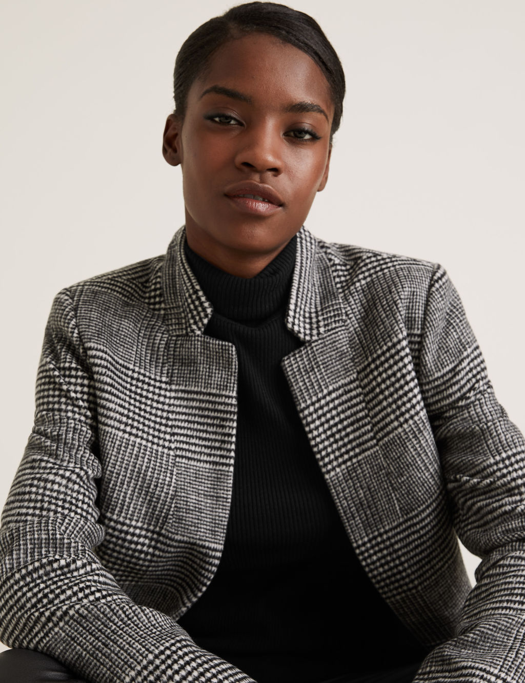Checked Notch Neck Coat | M&S Collection | M&S