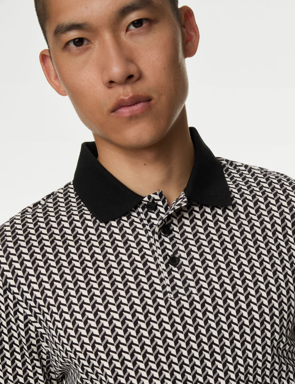 Pure Cotton Geometric Print Polo Shirt | M&S Collection | M&S