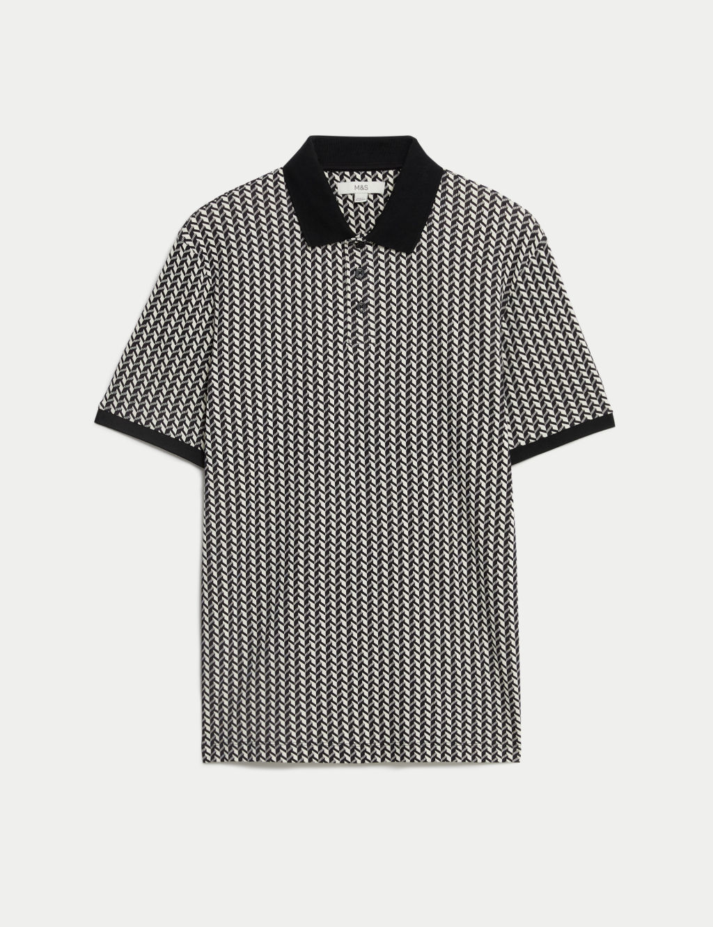 Pure Cotton Geometric Print Polo Shirt | M&S Collection | M&S