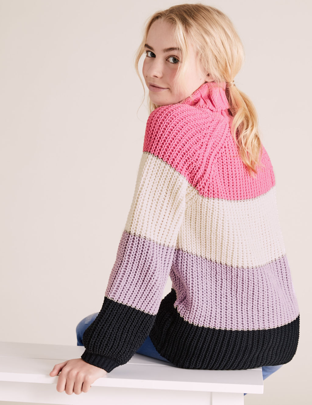 Striped Roll Neck Jumper (6-16 Yrs) | M&S