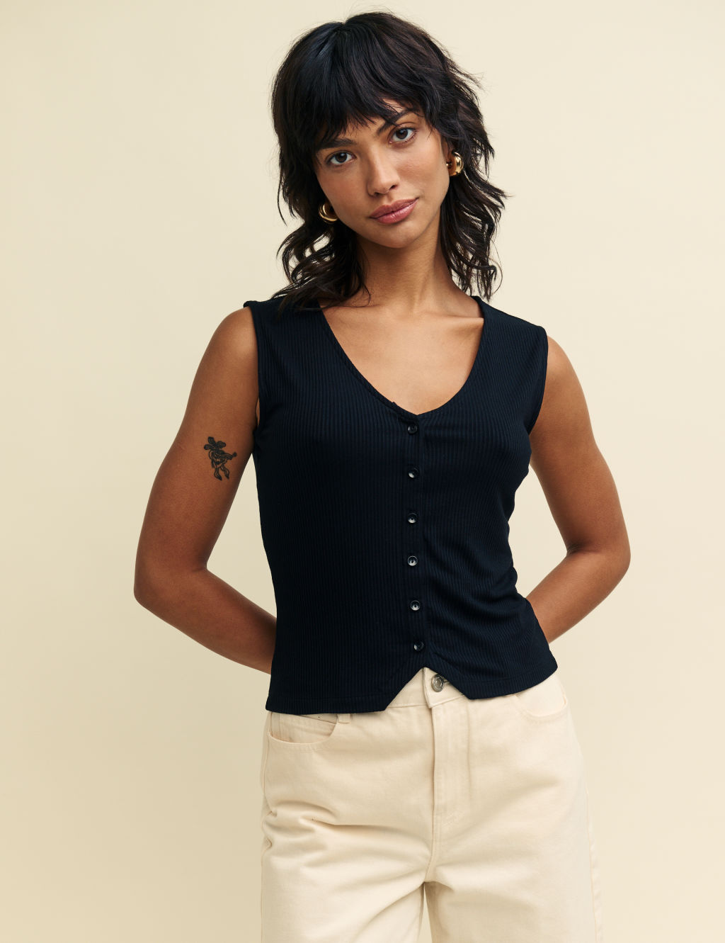 Ribbed V-Neck Sleeveless Top | Nobody's Child | M&S