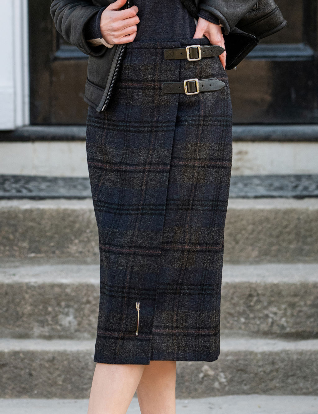 Pure Wool Checked Midi Pencil Skirt | Celtic & Co. | M&S