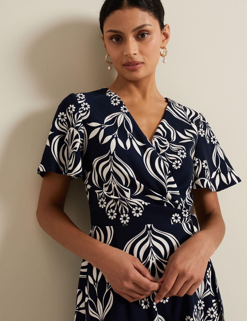 Printed V Neck Midi Wrap Dress Phase Eight Mands
