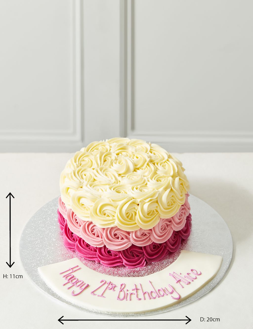 Personalised Piped Rose Sponge Cake (Serves 24) | M&S