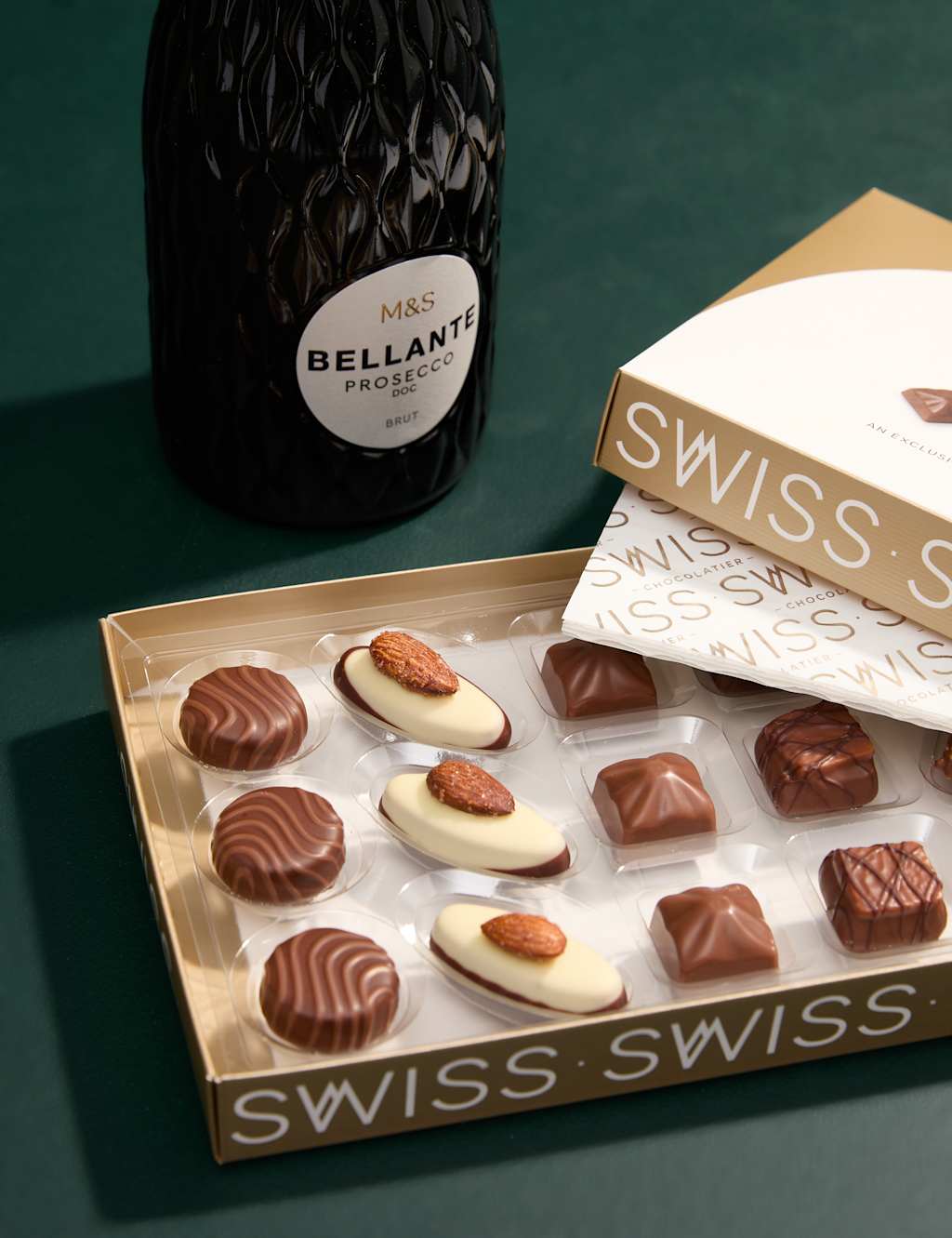 White Rose & Lily Bouquet with Belgian Chocolates & Bellante Prosecco | M&S