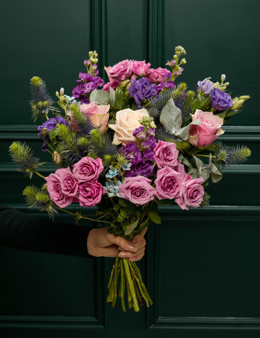 Rose, Lisianthus & Tweedia Bouquet | M&S