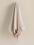 Pure Cotton Ruffle Towel with Linen Border | LIGHT BUFF | Towels | M&S US