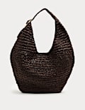 Straw Hardware Detail Shoulder Bag | CHOCOLATE | Bags | M&S ID