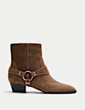 Suede Harness Block Heel Pointed Ankle Boots | TAUPE | Boots | M&S JE