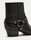 Leather Harness Square Toe Ankle Boots | BLACK | Boots | M&S JE