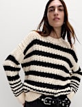 Cotton Rich Striped Relaxed Jumper | BLACK MIX | Jumpers | M&S AU