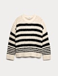 Cotton Rich Striped Relaxed Jumper | BLACK MIX | Jumpers | M&S AU