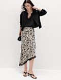 Zebra Print Lace Hem Asymmetric Midi Skirt | BLACK MIX | Skirts | M&S BE