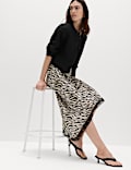 Zebra Print Lace Hem Asymmetric Midi Skirt | BLACK MIX | Skirts | M&S BE