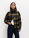 Checked Collared Bomber Jacket with Wool | BROWN MIX | Jackets | M&S RS