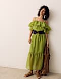 Frill Detail Strappy Midaxi Tiered Dress | SOFT GREEN | Dresses | M&S US