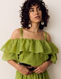 Frill Detail Strappy Midaxi Tiered Dress | SOFT GREEN | Dresses | M&S US