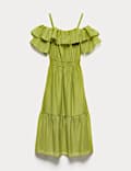 Frill Detail Strappy Midaxi Tiered Dress | SOFT GREEN | Dresses | M&S US