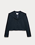 Collared Short Sailor Jacket with Linen | NAVY | Jackets | M&S RO